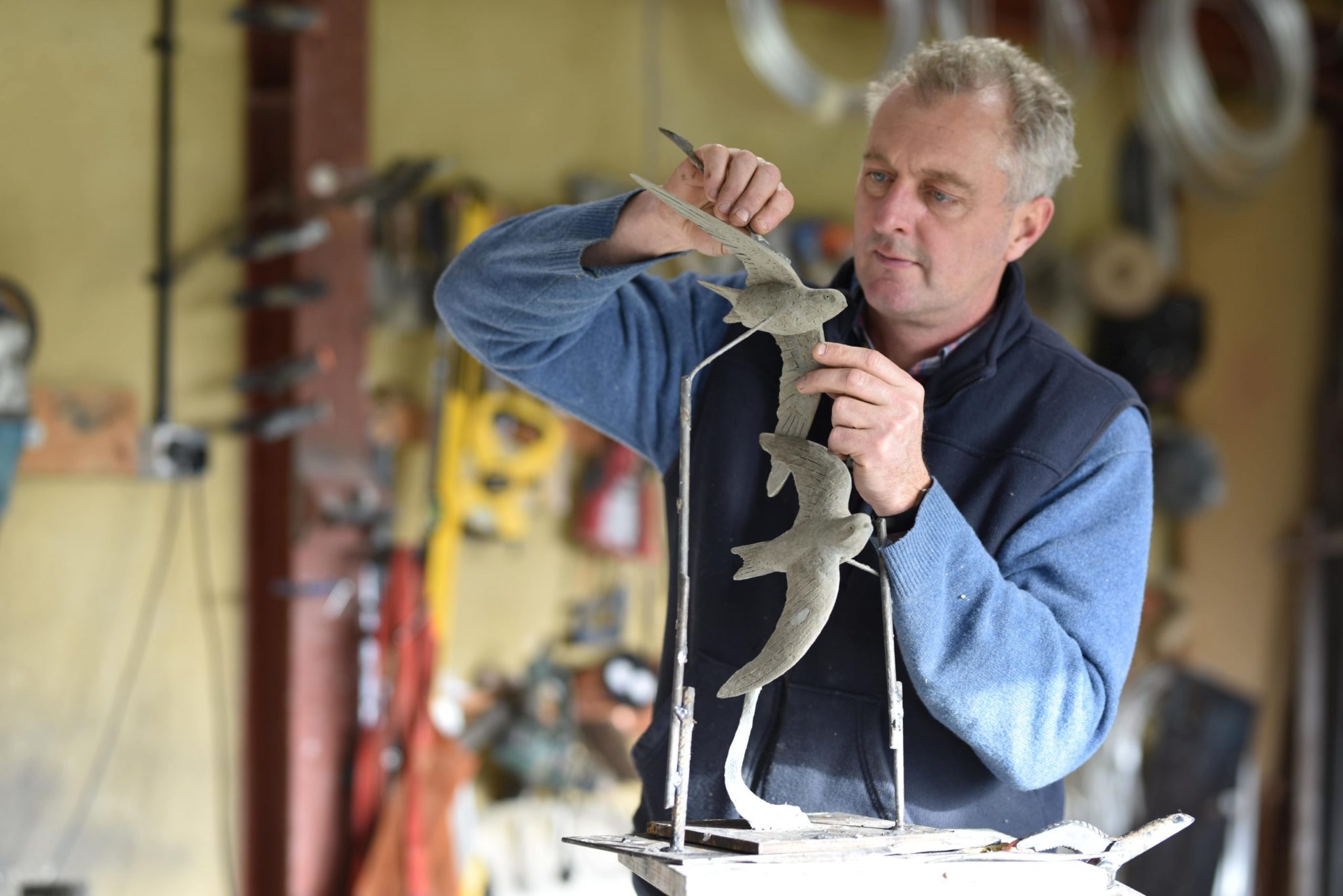 Swooping swift sculpture by Hamish Mackie