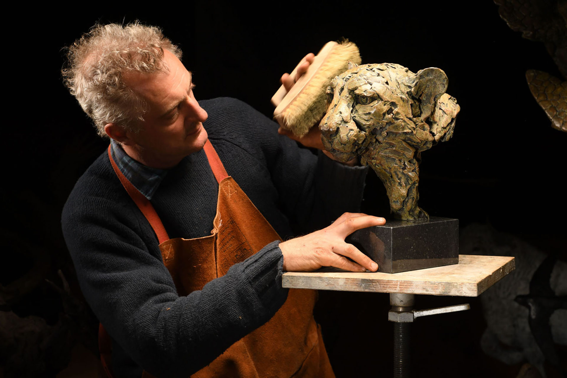 Limited edition bronze cheetah head study by Hamish Mackie
