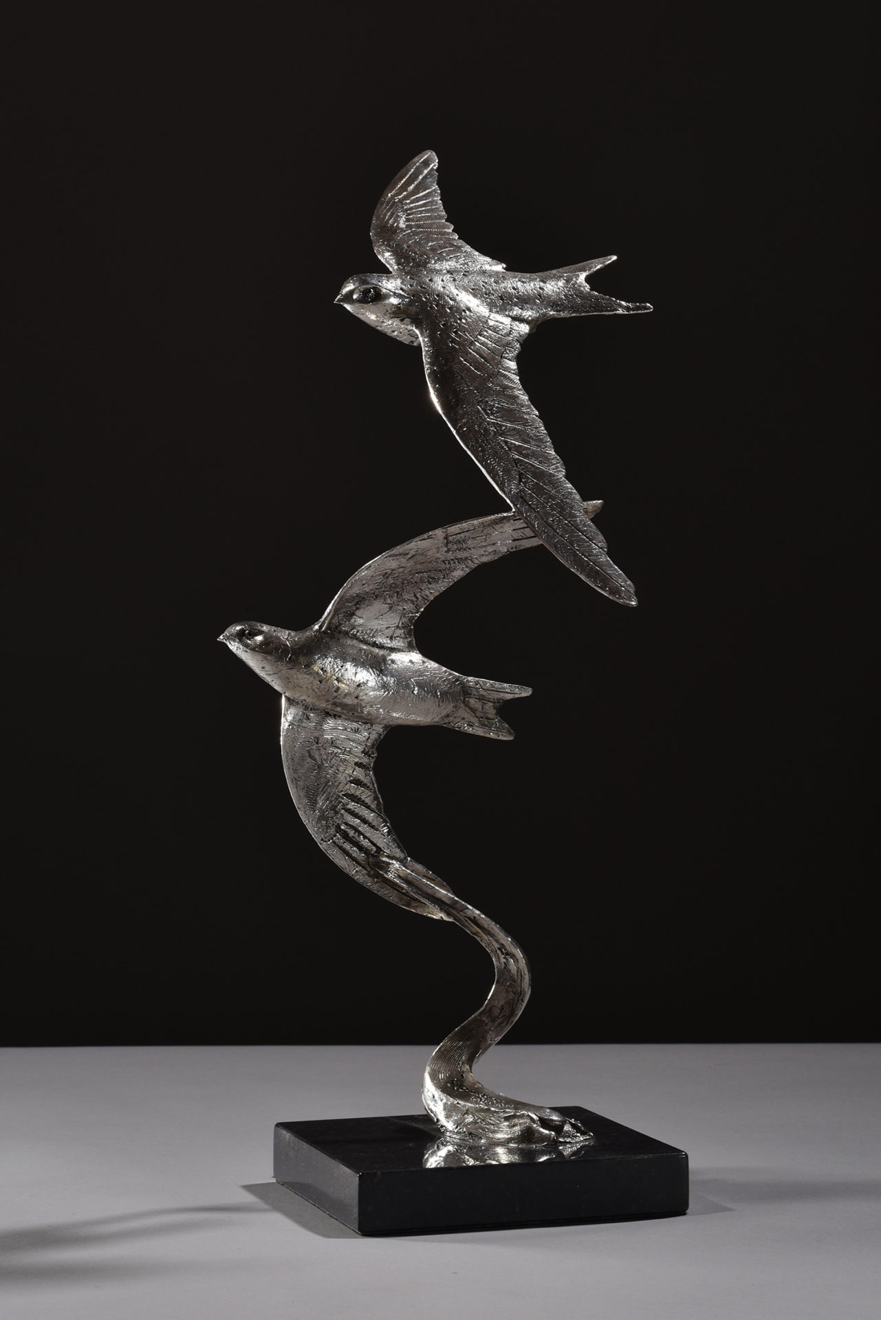 Silver Guinea Fowl sculpture by Hamish Mackie