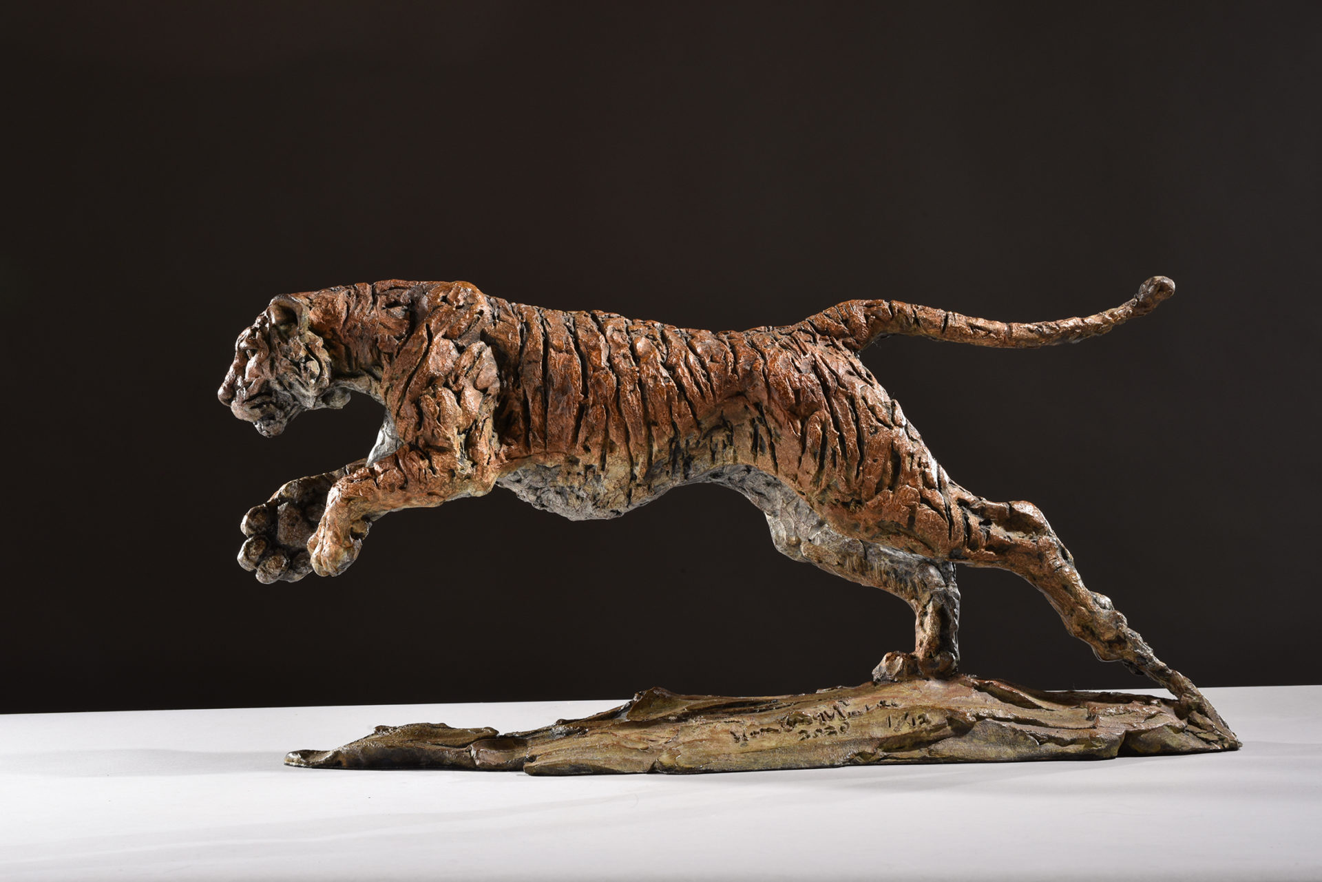 Bronze tiger sculpture by Hamish Mackie