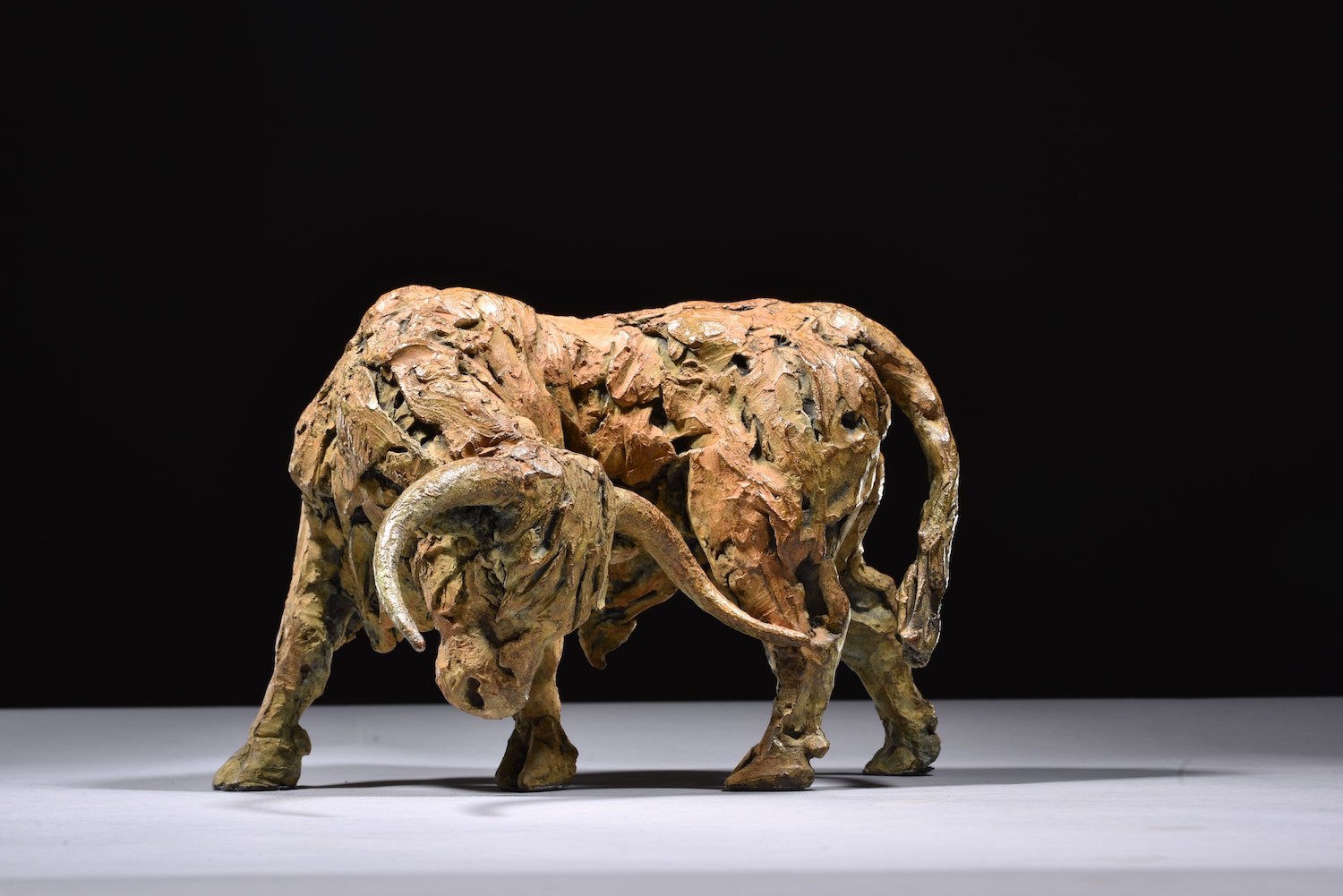 Bronze Highland Bull Foot Scratch - 2008 sculpture by Hamish Mackie